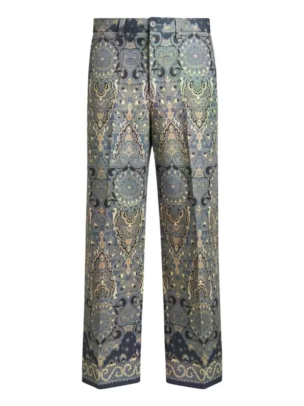 Etro Paisley-print Trousers - Blue