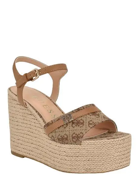Guess Taani Platform Wedge Sandal - Medium Brown