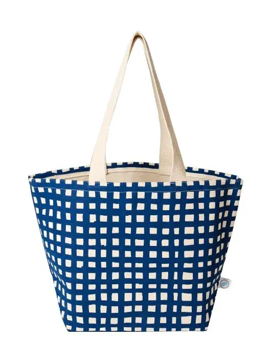 DANCE HAPPY Grid Wide Tote Bag - Navy