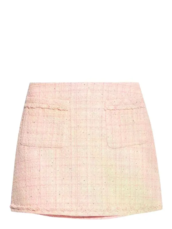 LoveShackFancy Tweed Mini Skirt - Pink