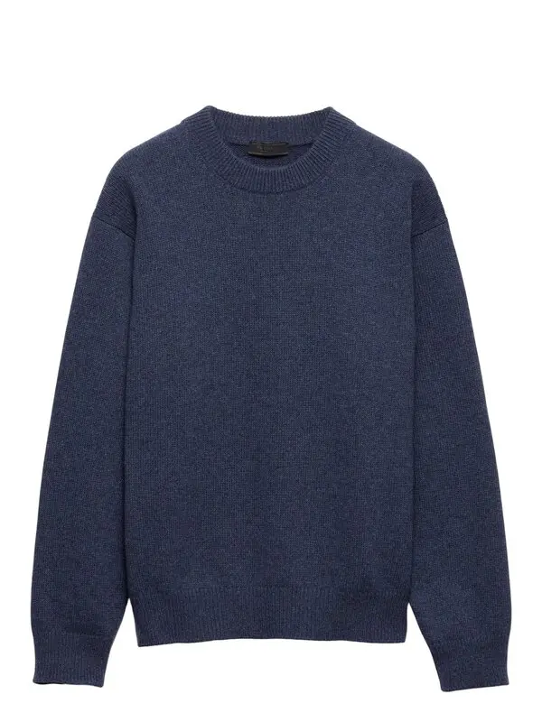 Prada Re-cashmere Crew-neck Sweater With Knit Triangle Logo - Light Blue