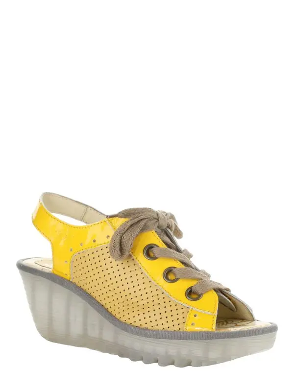 Fly London Yuta Platform Wedge Sandal - 019 Yellow/bbee