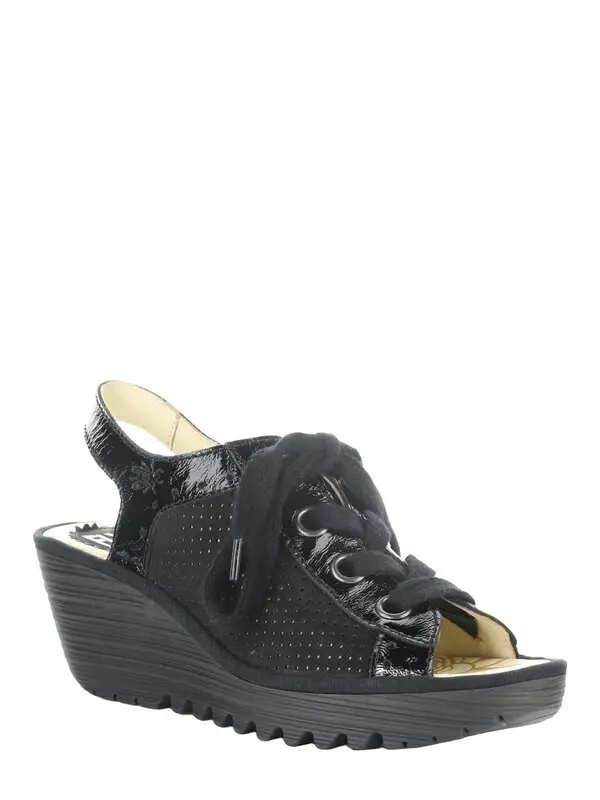Fly London Yuta Platform Wedge Sandal - Black