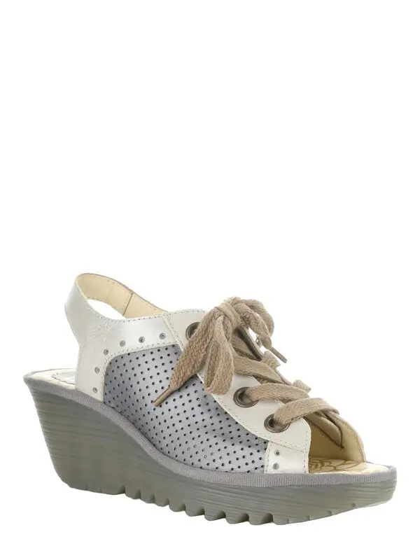 Fly London Yuta Platform Wedge Sandal - Silver/plomo Dub