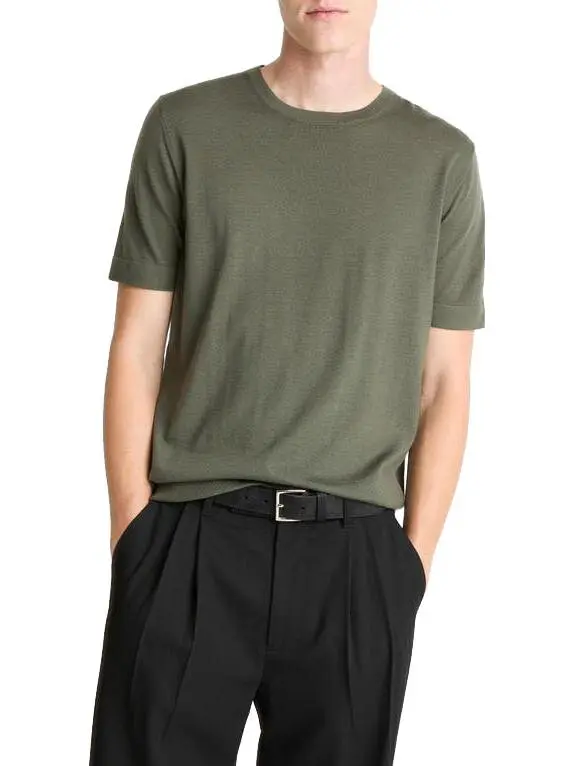 Vince Short Sleeve Wool & Cashmere Crewneck Sweater - Sycamore