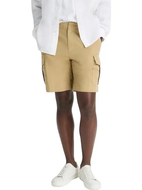 Vince Flat-front Cotton & Linen Cargo Shorts - Beachwood