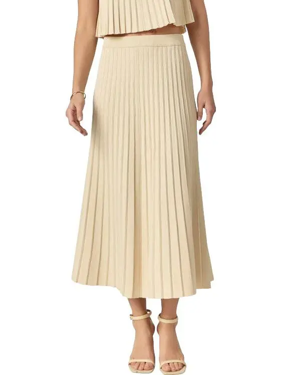 English Factory Pleated Knit Midi Skirt - Ivory
