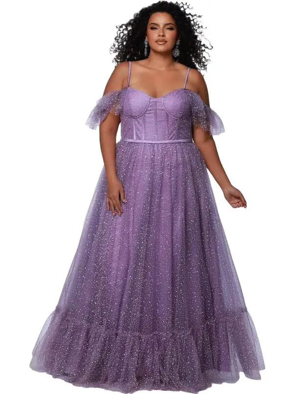 SYDNEY'S CLOSET V-neck A-line Gown - Lavender