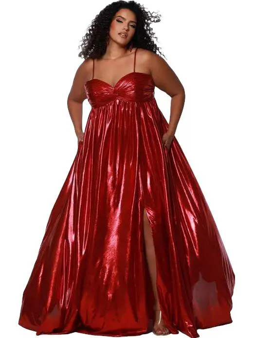 SYDNEY'S CLOSET Sweetheart Neckline Empire Waist Gown - Ruby