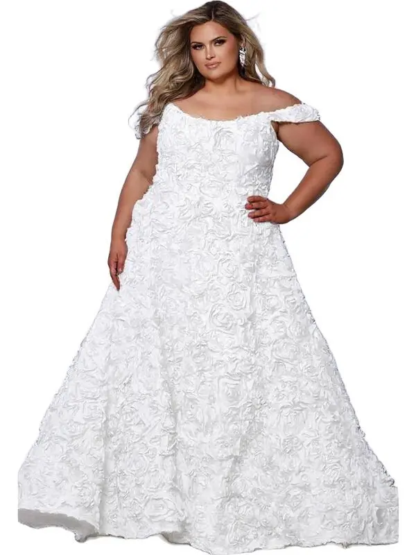SYDNEY'S CLOSET Off-the-shoulder A-line Gown - Ivory