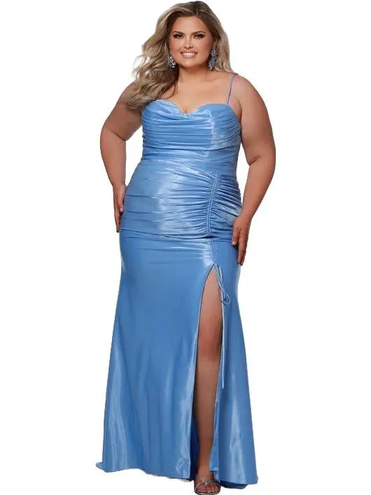 SYDNEY'S CLOSET Sweetheart Neckline Ruched Gown - Bluejay