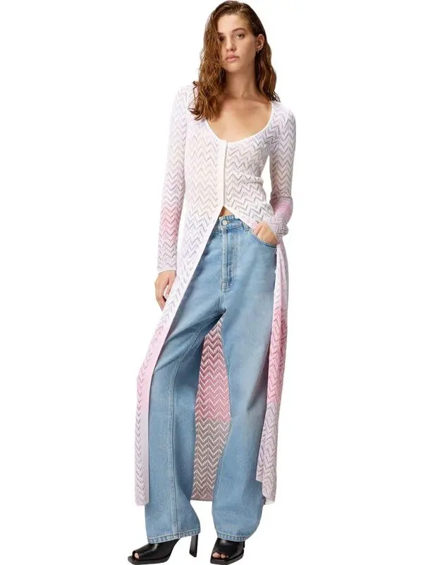 Missoni Long Cardigan In Gradient Chevron Viscose - Multicoloured