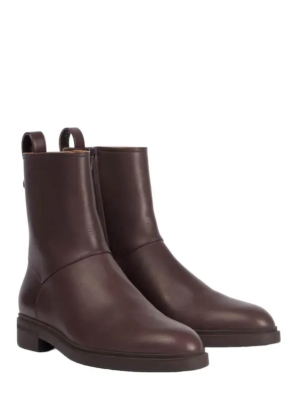 Loro Piana Kilda Leather Ankle Boots - Brown
