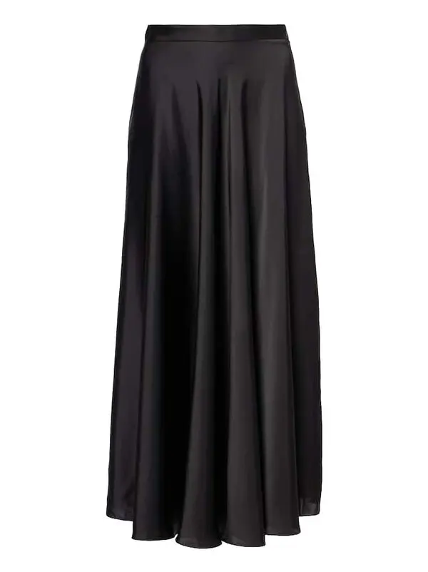 Balenciaga Asymmetric Satin Midi Skirt - Black