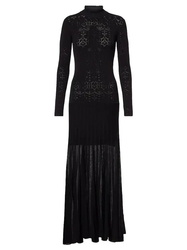 Isabel Marant Gisole Pointelle Turtleneck Maxi Dress - Black