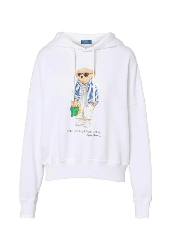 Polo Ralph Lauren Polo Bear Cotton-blend Jersey Hoodie - White