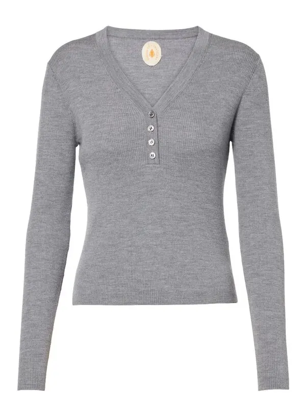 Jardin Des Orangers Virgin Wool Henley Shirt - Grey