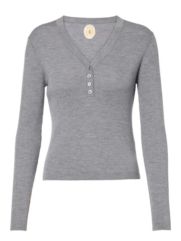 Jardin Des Orangers Virgin Wool Henley Shirt - Grey