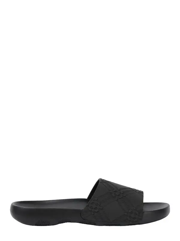 Burberry Check Embossed Slides - Black
