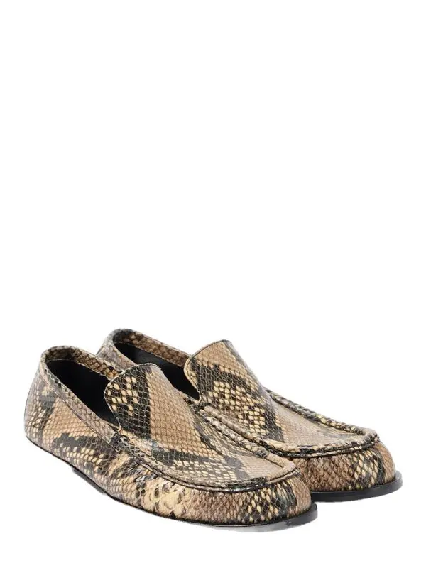 Dries Van Noten Snake-effect Leather Loafers - Beige