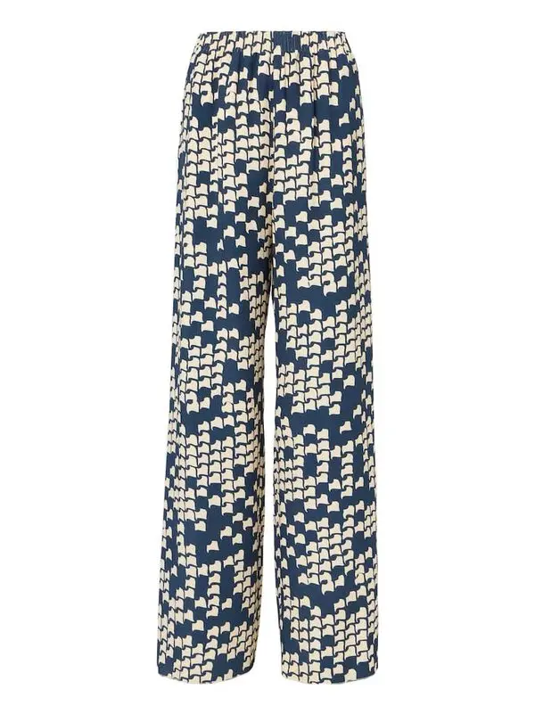 Valentino Garavani Cady Couture Printed Wide-leg Pants - Blue