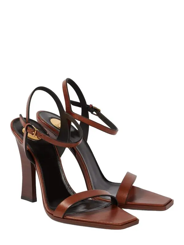 Saint Laurent Susan 110 Leather Sandals - Brown