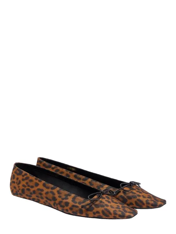 Saint Laurent Leopard-print Grosgrain Ballet Flats - Brown