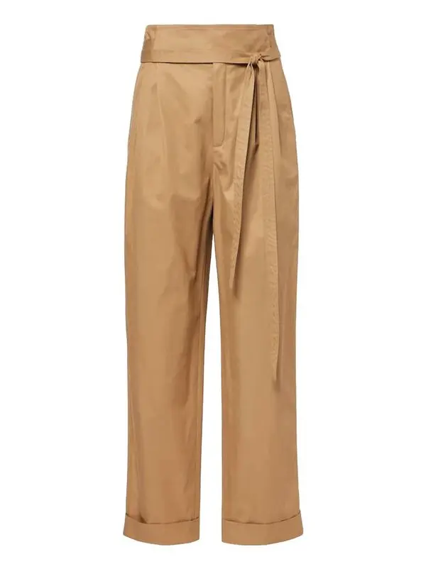Saint Laurent Pleated Cotton Poplin Pants - Beige