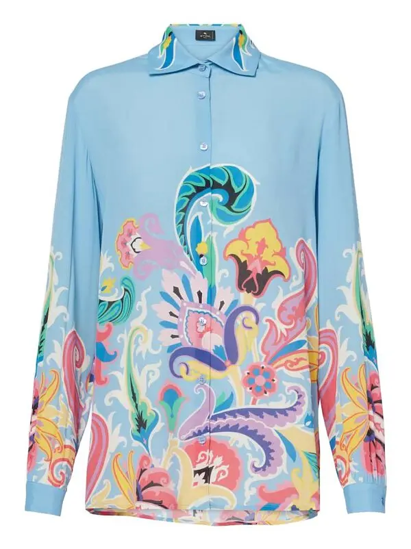 Etro Printed Satin Shirt - Blue