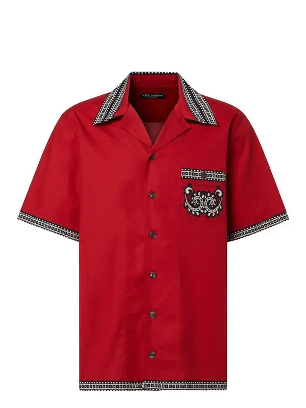 Dolce & Gabbana Bandana Cotton Bowling Shirt - Red
