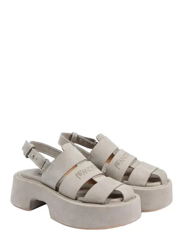JW Anderson Fisherman Leather Platform Sandals - Grey