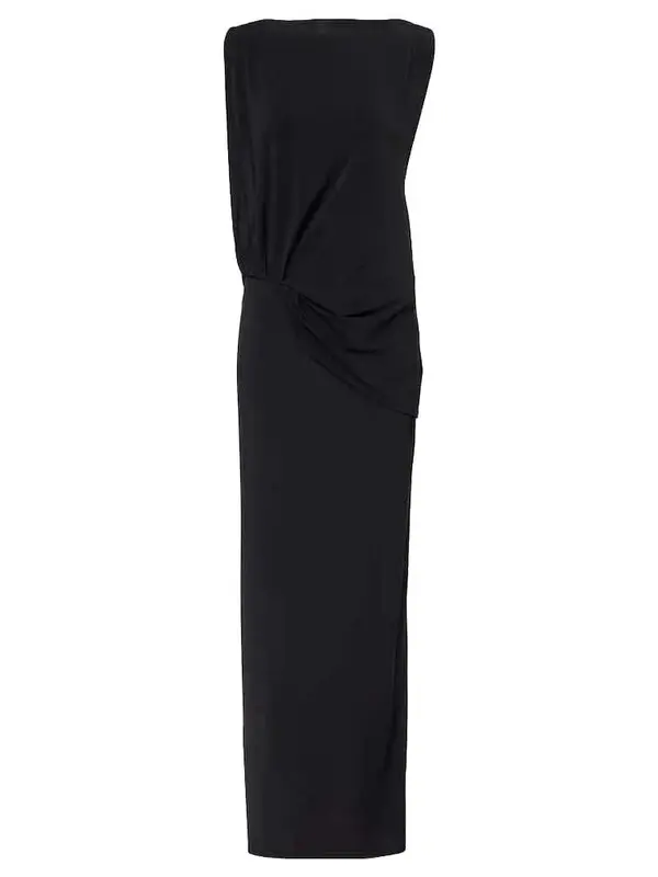 Jacquemus Peplo Draped Jersey Maxi Dress - Black