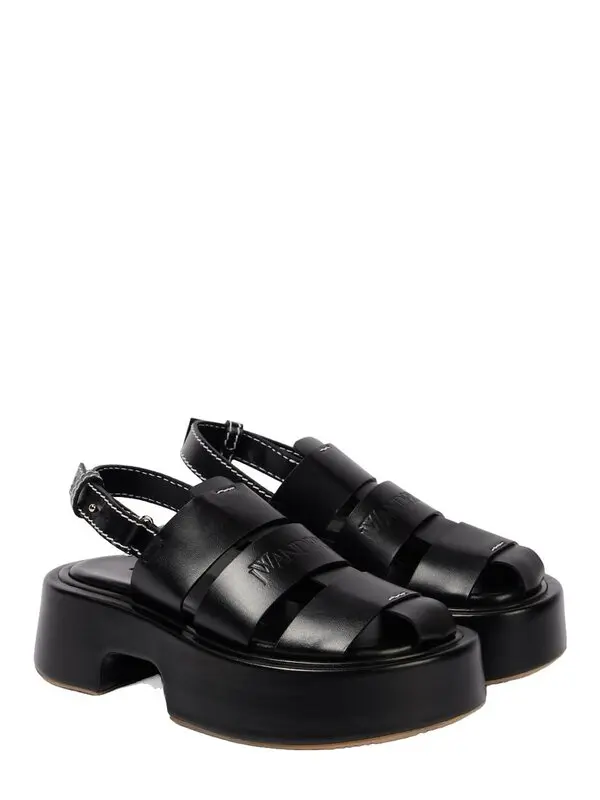 JW Anderson Fisherman Leather Platform Sandals - Black