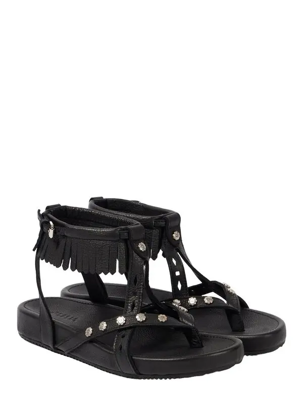 Isabel Marant Silya Studded Leather Sandals - Black
