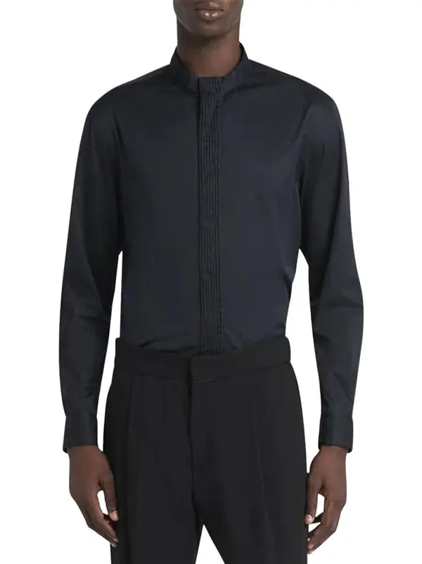 Giorgio Armani Apos;s Luxe Pleated Stripe Dress Shirt - Black
