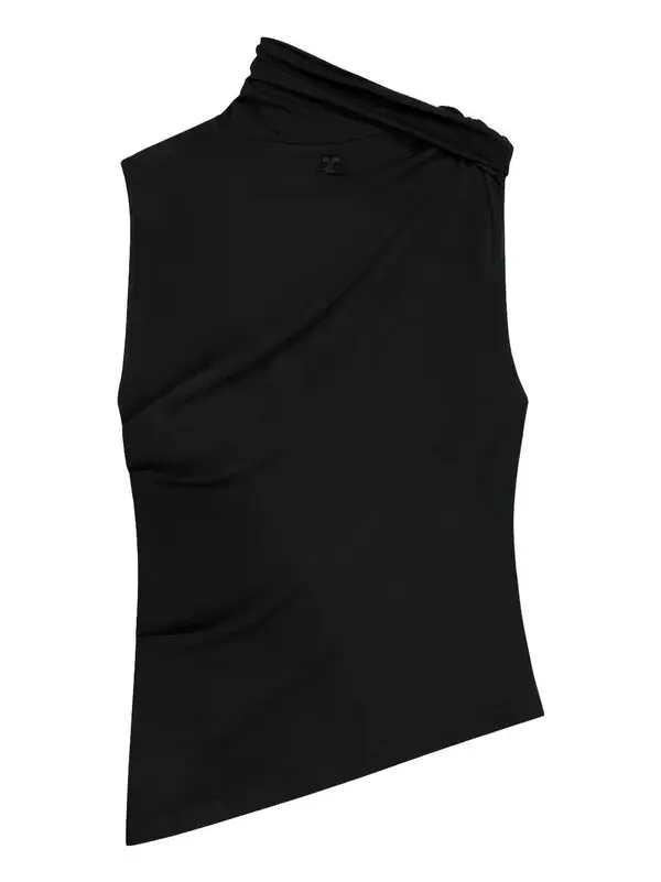 COURREGES Draped Jersey Tank Top - Black
