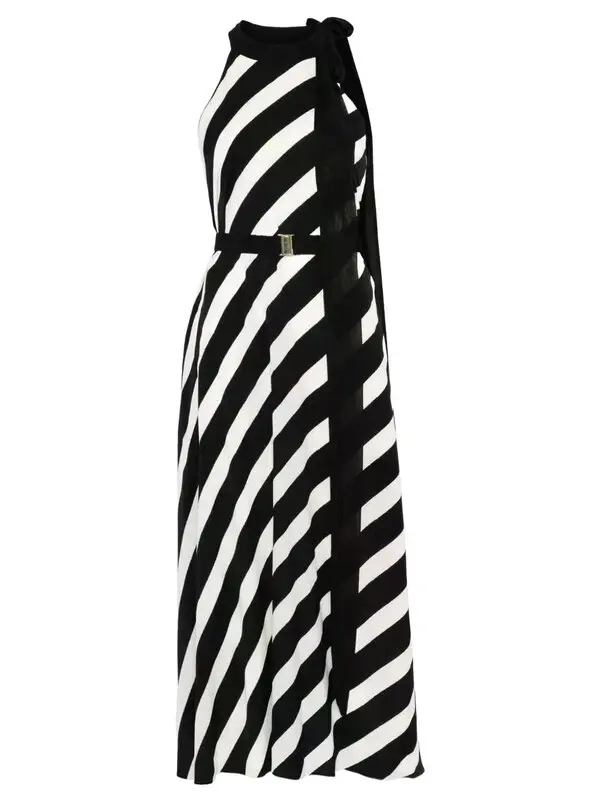 NISSA Striped Midi Dress - Black