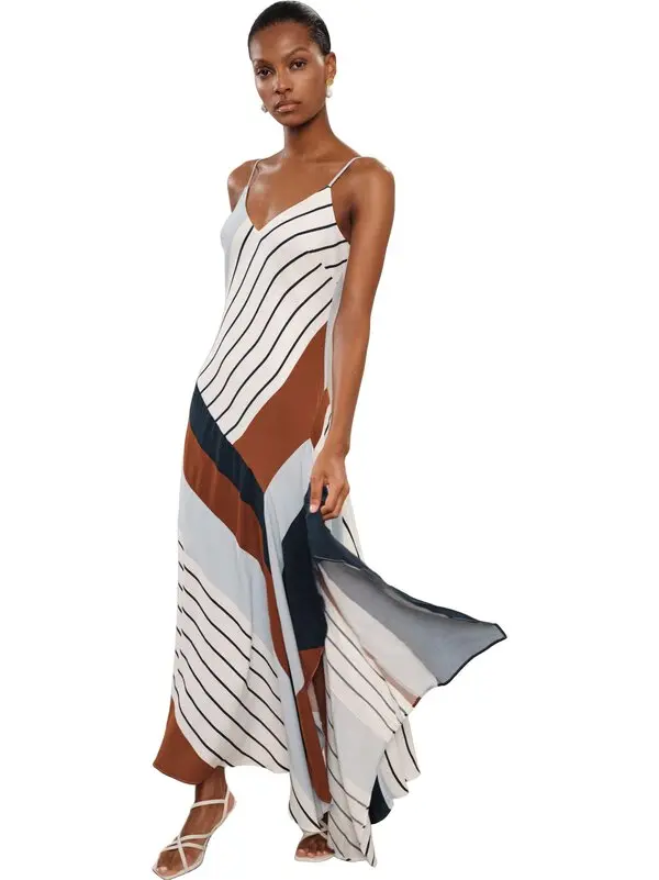 REISS Hallia Stripe-print Maxi Dress - Blue/brown