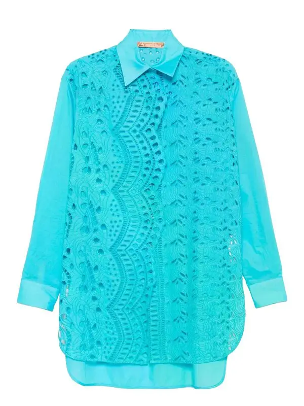 Ermanno Scervino Floral-embroidered Shirt - Blue