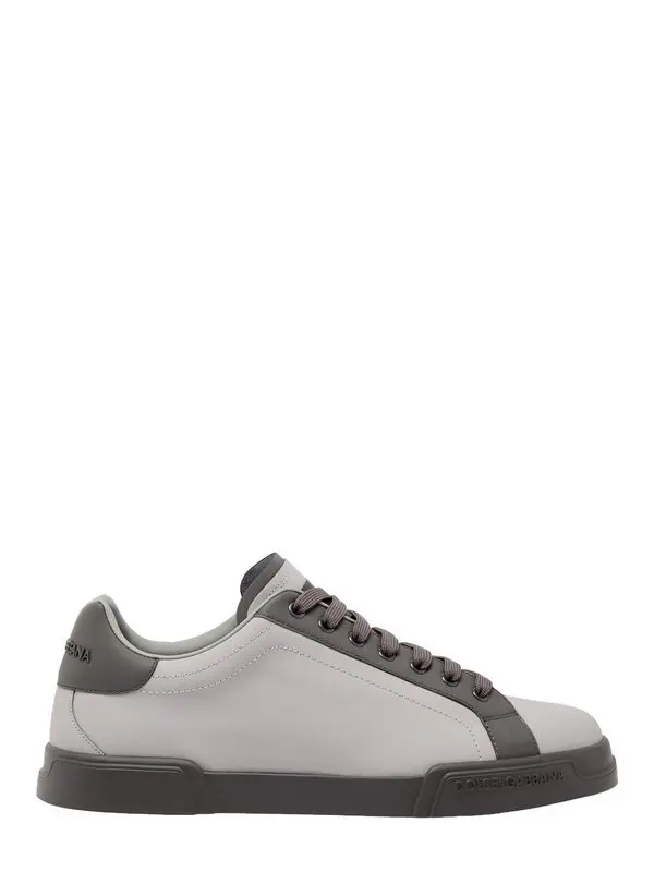 Dolce & Gabbana Portofino Leather Sneakers - Grey