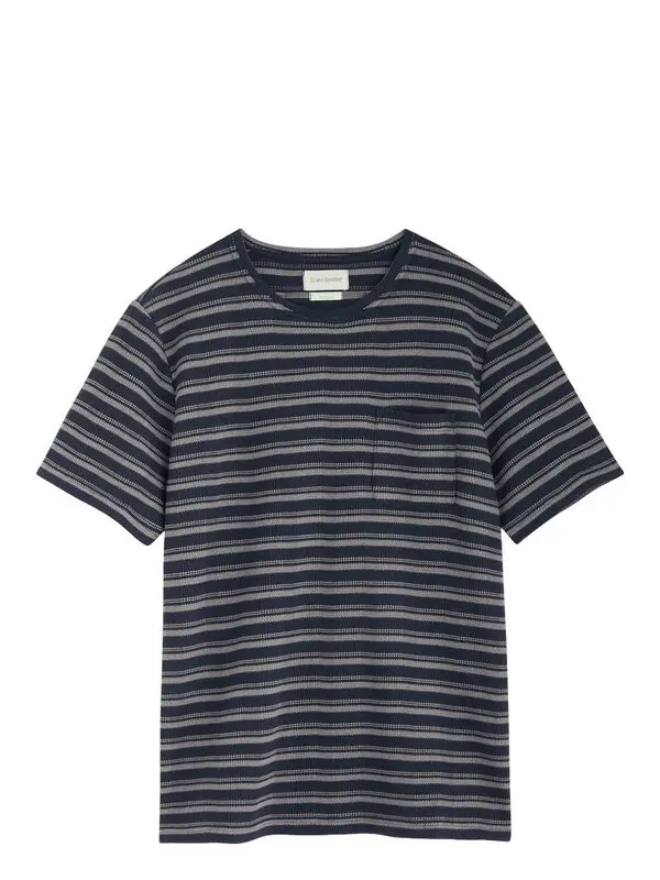 Oliver Spencer Oli's Striped Waffle-knit T-shirt - Navy