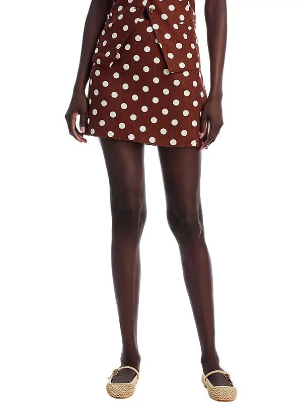 WAYF Elle Mini Skirt - Redwood Polka Dot