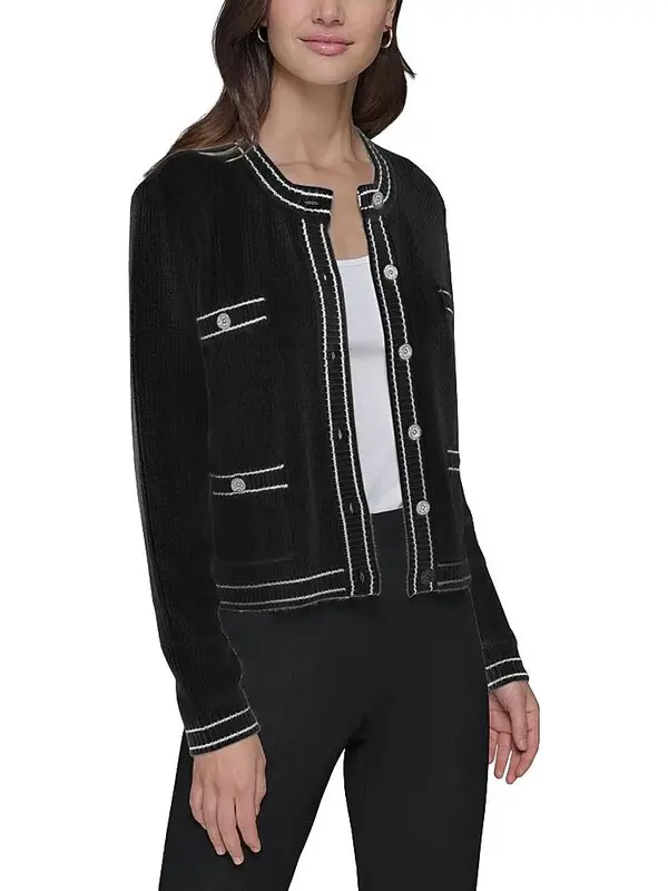 Karl Lagerfeld Paris Marled Cardigan - Black