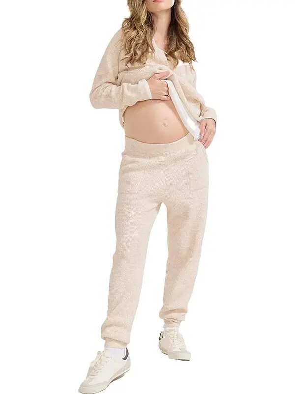 Hatch Collection The Cozy Waffle Maternity Jogger - Oatmeal Melange