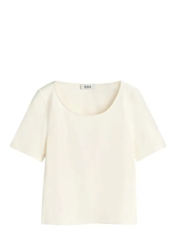 Cos Slim Scoop-neck Cotton T-shirt - White