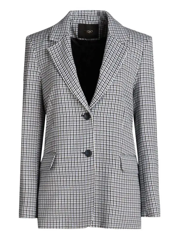 Maje Checked Twill Blazer - Slate Blue