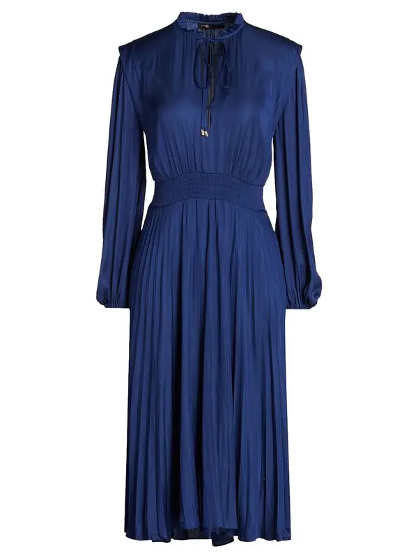 Maje Pleated Satin Midi Dress - Indigo