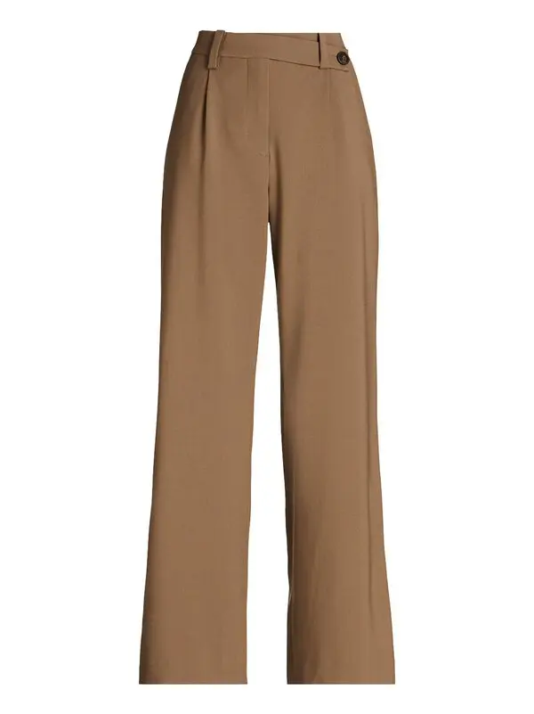 Maje Pleated Twill Wide-leg Pants - Taupe