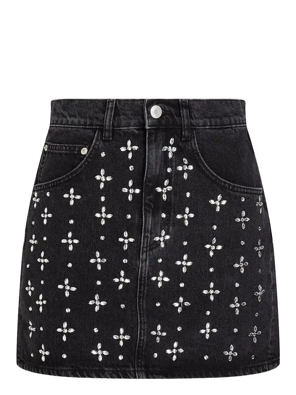 Maje Crystal-embellished Denim Mini Skirt - Black