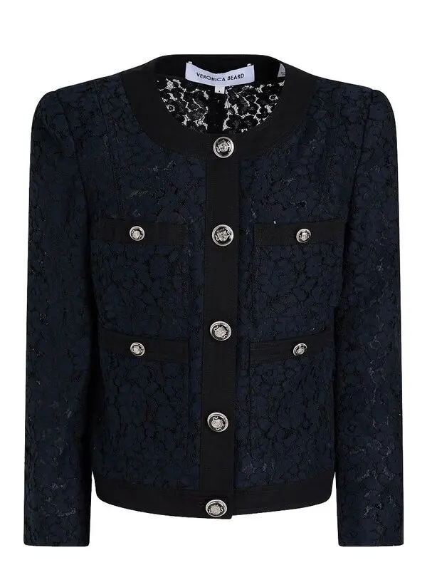 Veronica Beard Corded Lace Cotton-blend Jacket - Navy